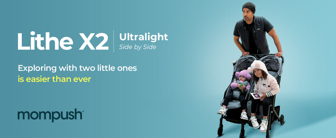 Mompush Lithe Lightweight Double Stroller For Infant and Toddler | Mompush